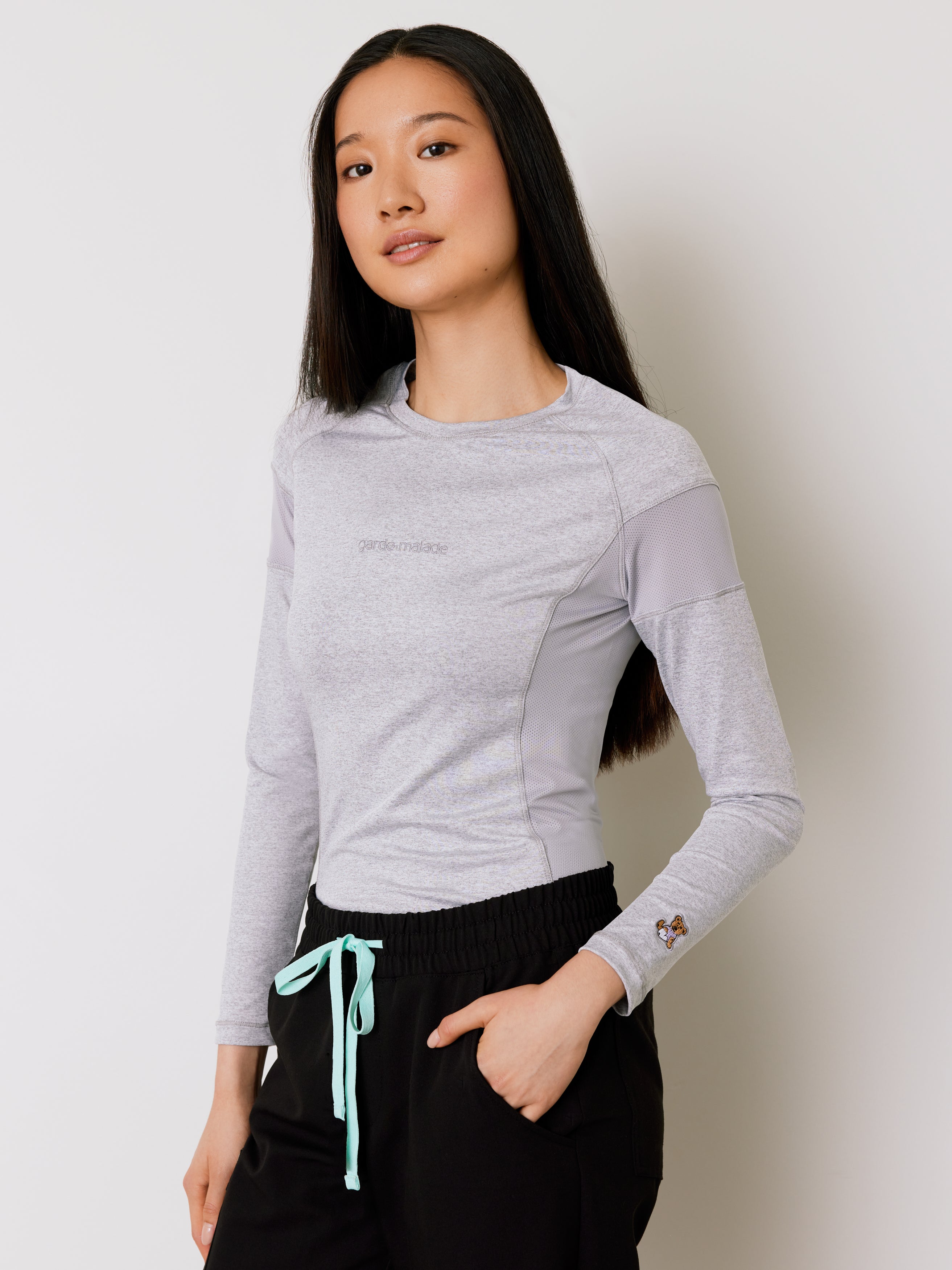 Women High-Performance Underscrub - Grey Heather - Long Sleeves –Garde ...