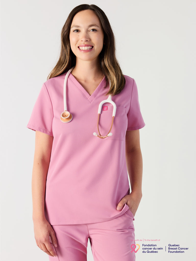 GABRIELLE RE-GARDE™ - ROSE ESPOIR - One Pocket Scrub Top - SILVADUR™ –Garde-Malade